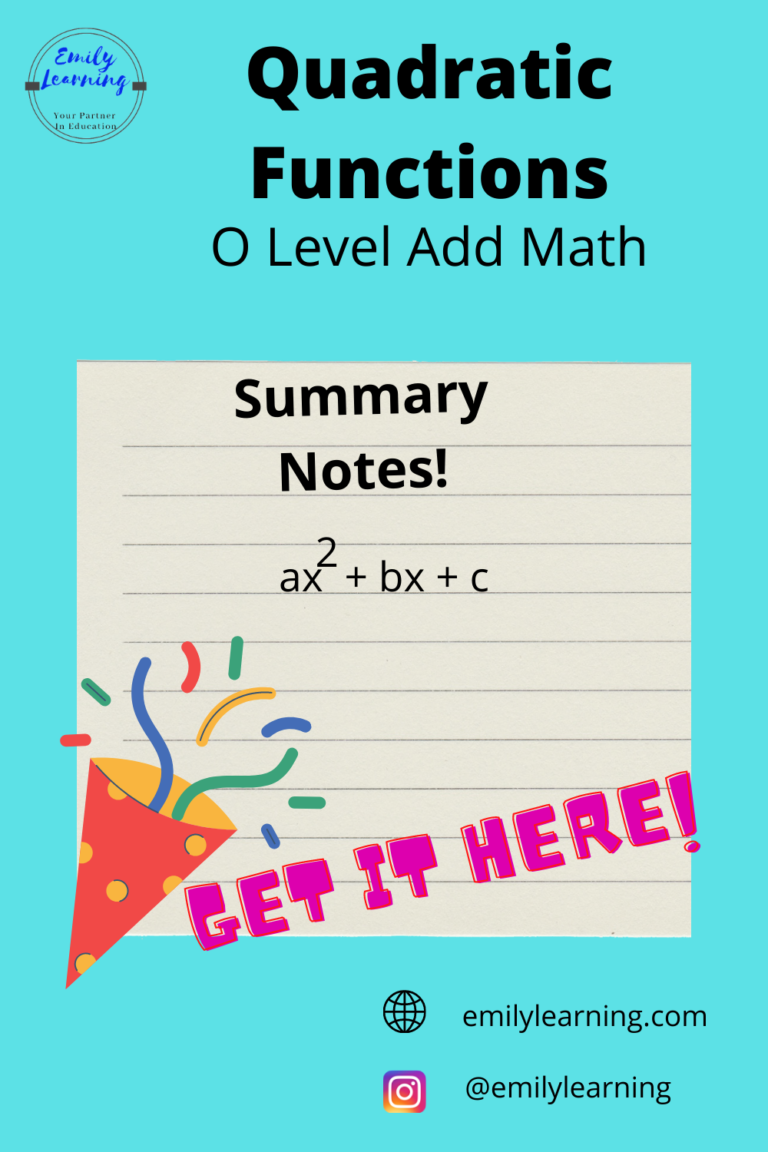 Summary Notes For Quadratic Functions O Level Add Math Emily Learning
