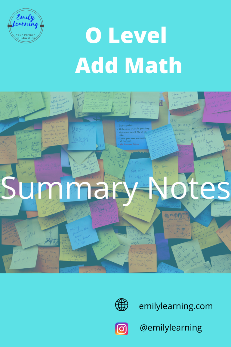 Summary Notes for concepts tested in O Level Additional Mathematics ...